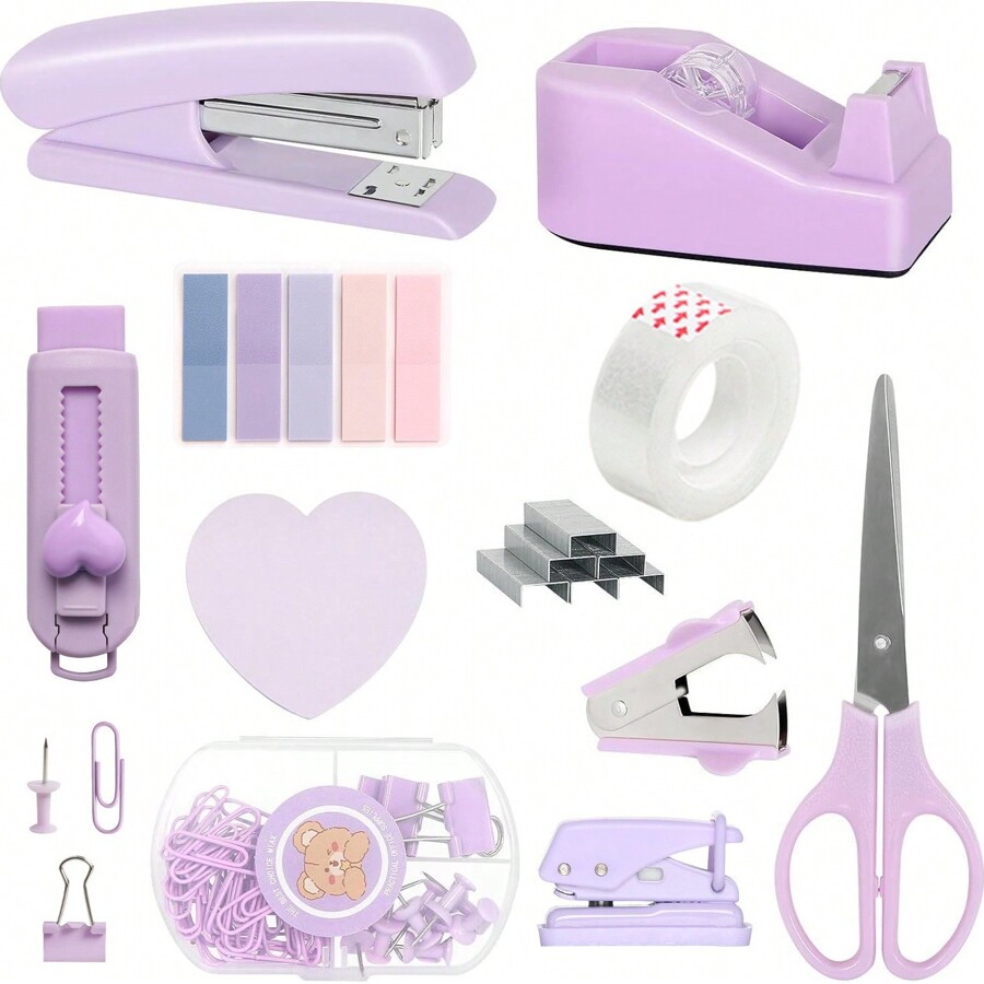 Macaron Color Office Stationery Set Includes Stapler, Scissors, Tape ...