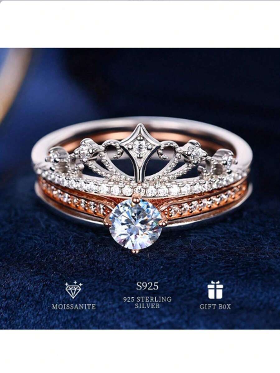 Luxury Style Sparkling Moissanite Castle Firework Stackable Rings For ...