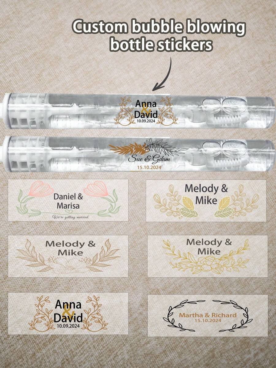 45pcs Wedding Bubble Tube Labels, Personalized Wedding Labels,Wedding ...