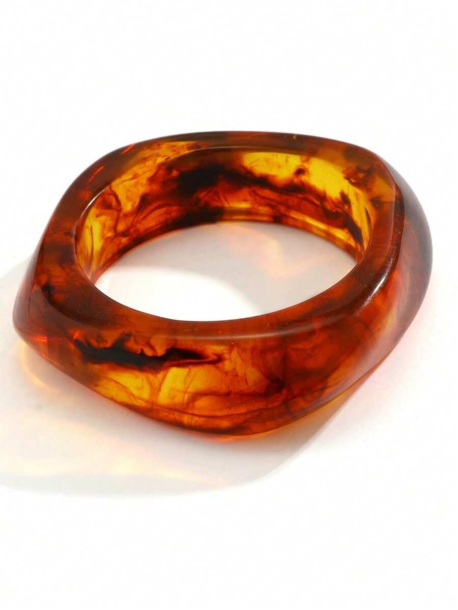 1pcsVintage Large Brown Irregular Acrylic Resin Chunky Bangles For ...