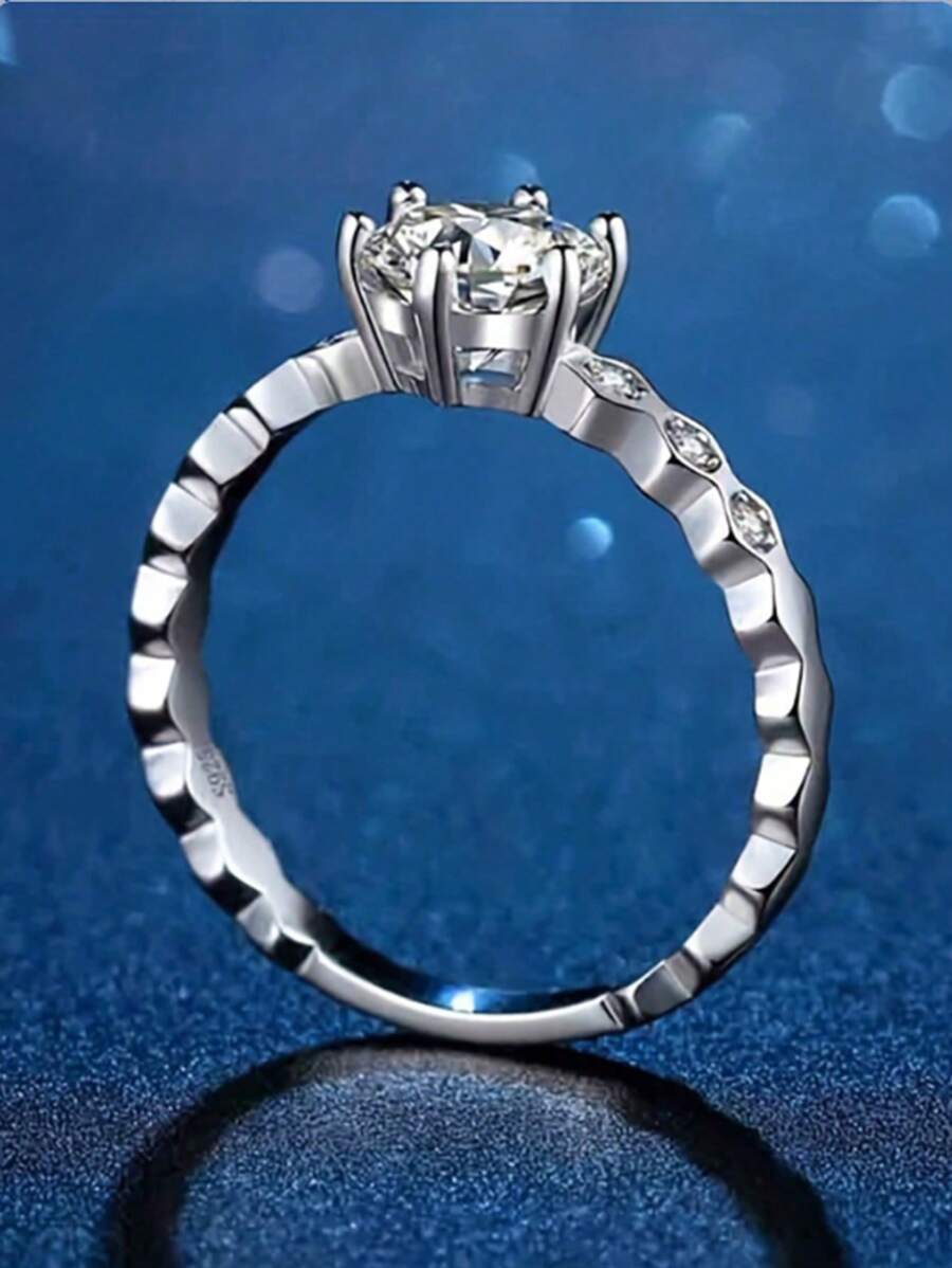 1 Carat Moissanite Honeycomb Engagement Ring - 925 Sterling Silver With ...