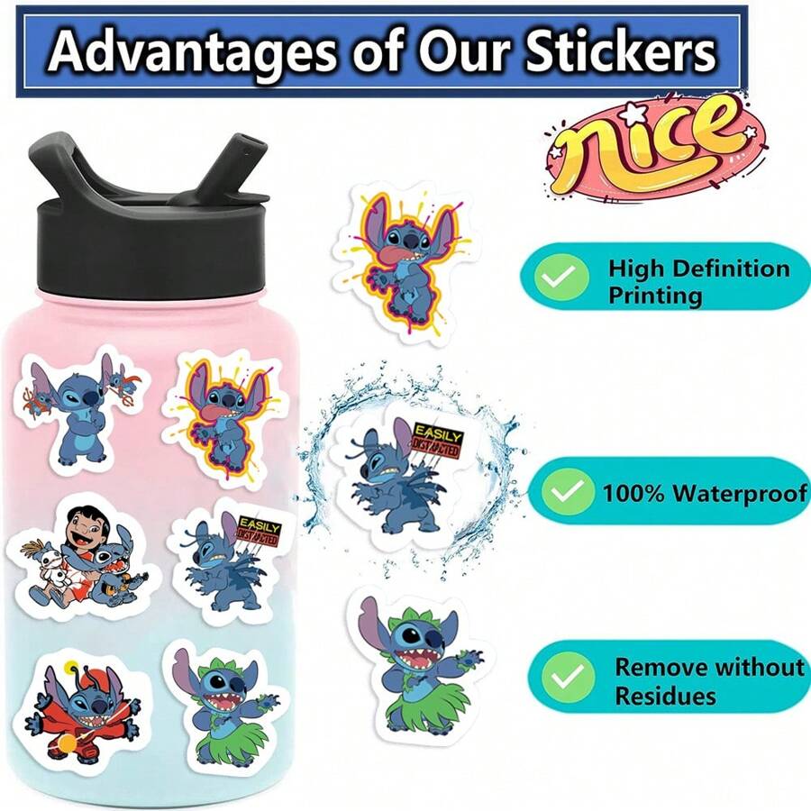 Disney 8pcs Disney Stitch Anime Stickers Cartoon Theme Stickers Stitch ...