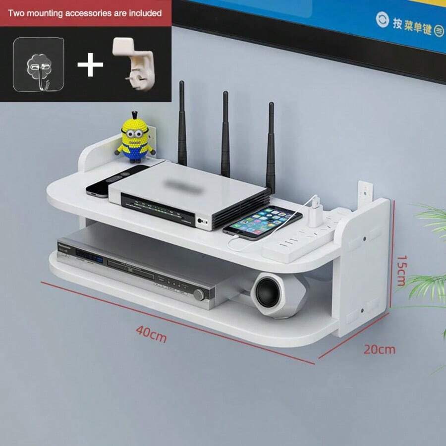 Wifi Hanging Shelf Router Power Strip Multi Outlet TV Set Top Box Cable ...