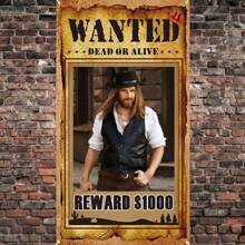 1 Pc [Custom Wanted Banner]Large Cowboy Party Decoration Western Wanted ...