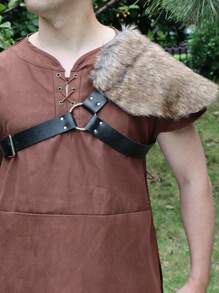 Medieval Shoulder Pauldron Knight Faux Fur Cape Shawl With Leather ...