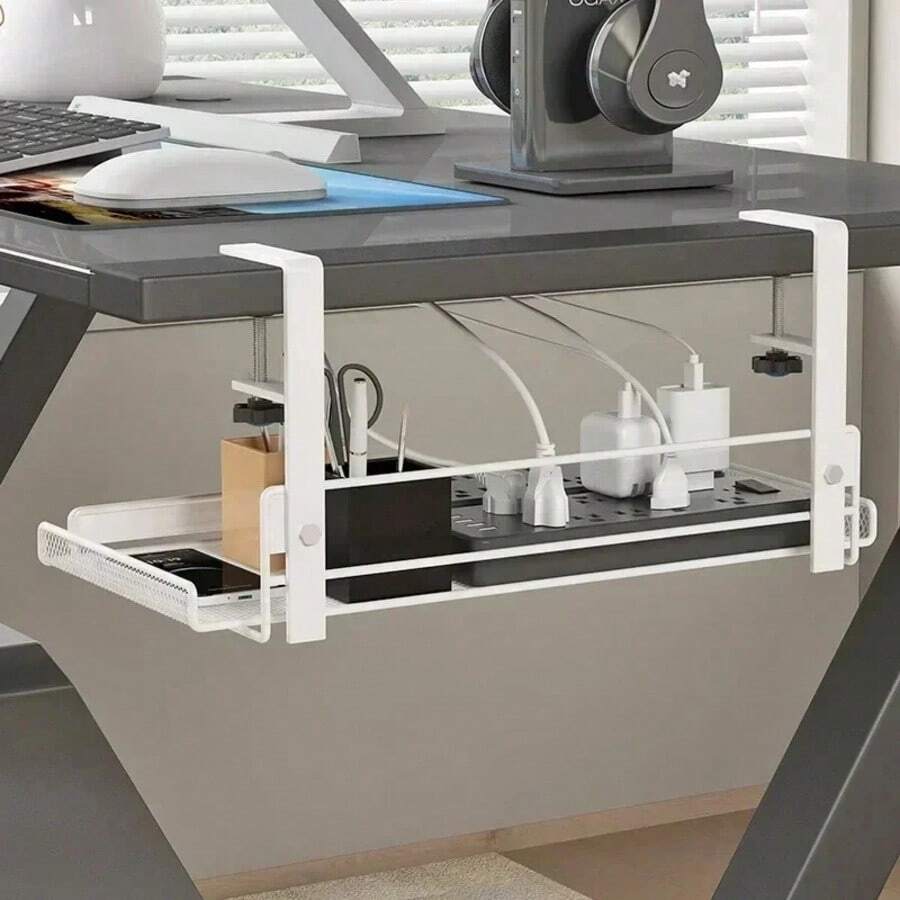Under Desk Cable Management Tray No Drill Steel Desk Cable Organizers ...