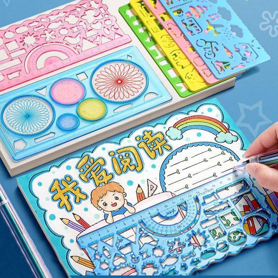 1 Set/4pcs Creative Multipurpose Ruler, Student Drawing Ruler ...