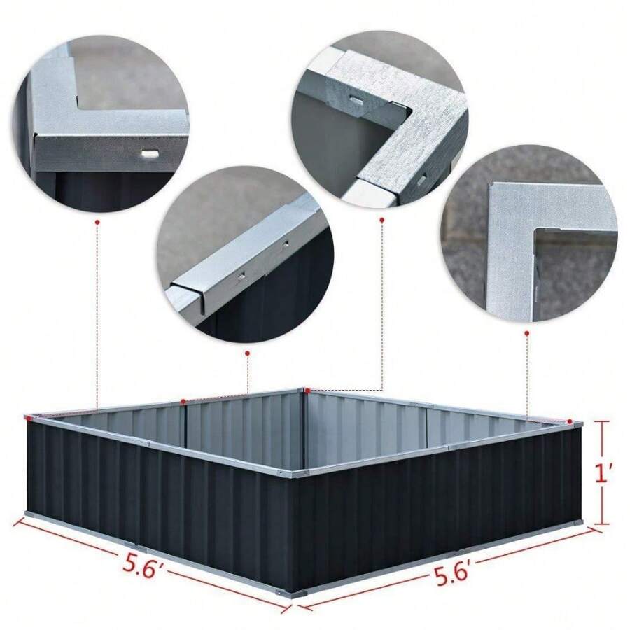 KING BIRD Vegetable Herbs Raised Garden Bed Galvanized Metal Outdoor ...