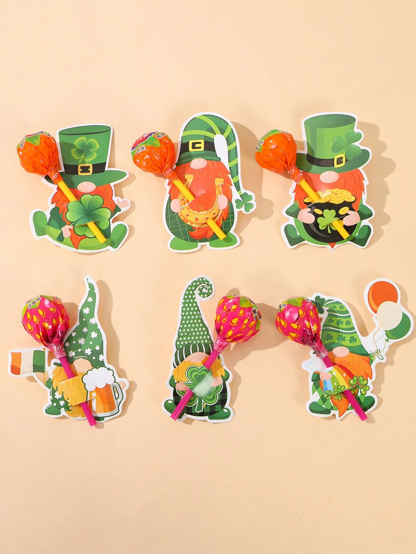 48pcs St. Patrick's Day Lollipop Cardstock, St Patrick Day Gnomes ...