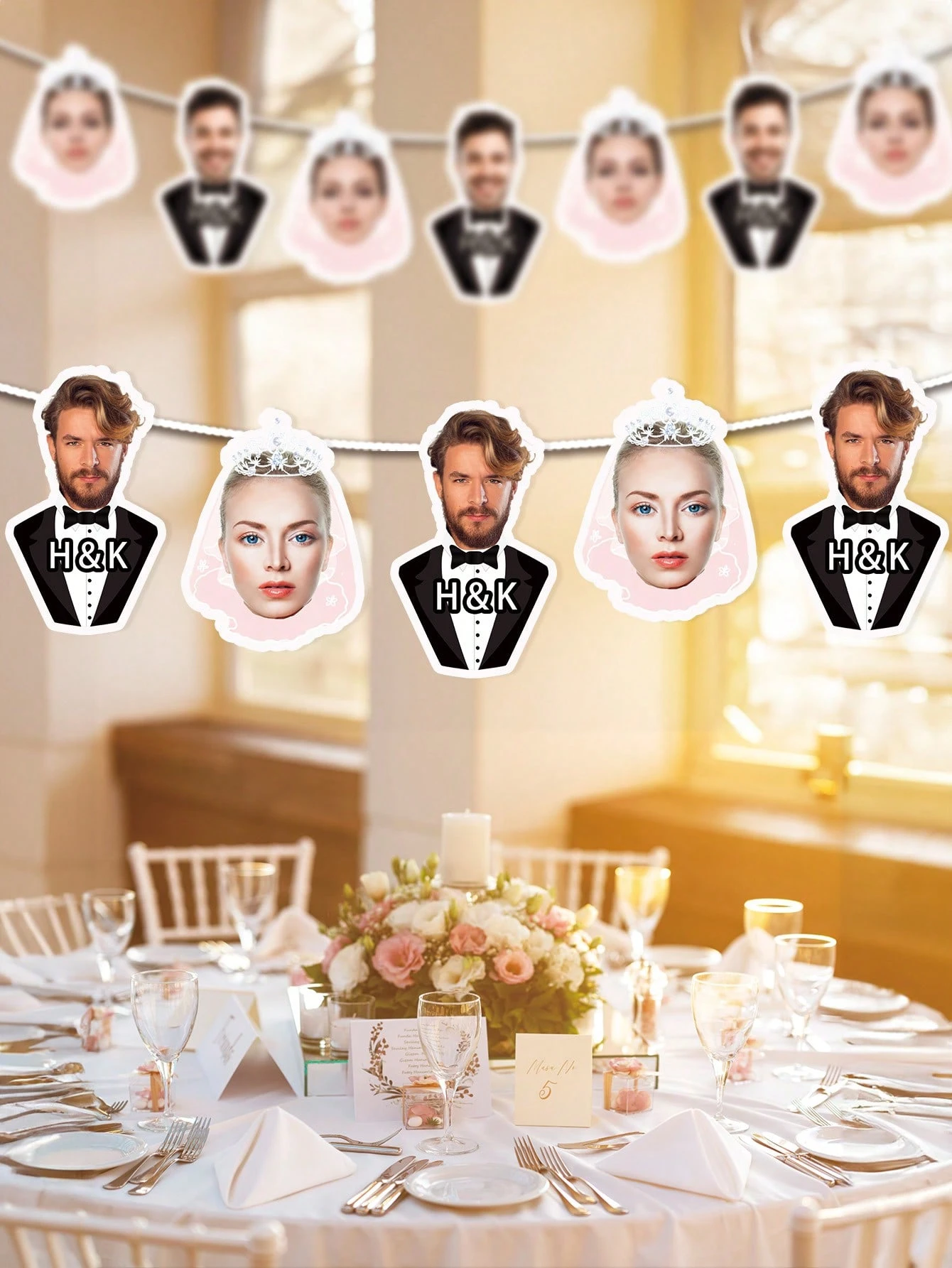 Banner personalizado y creativo con siluetas de la novia y el novio ...