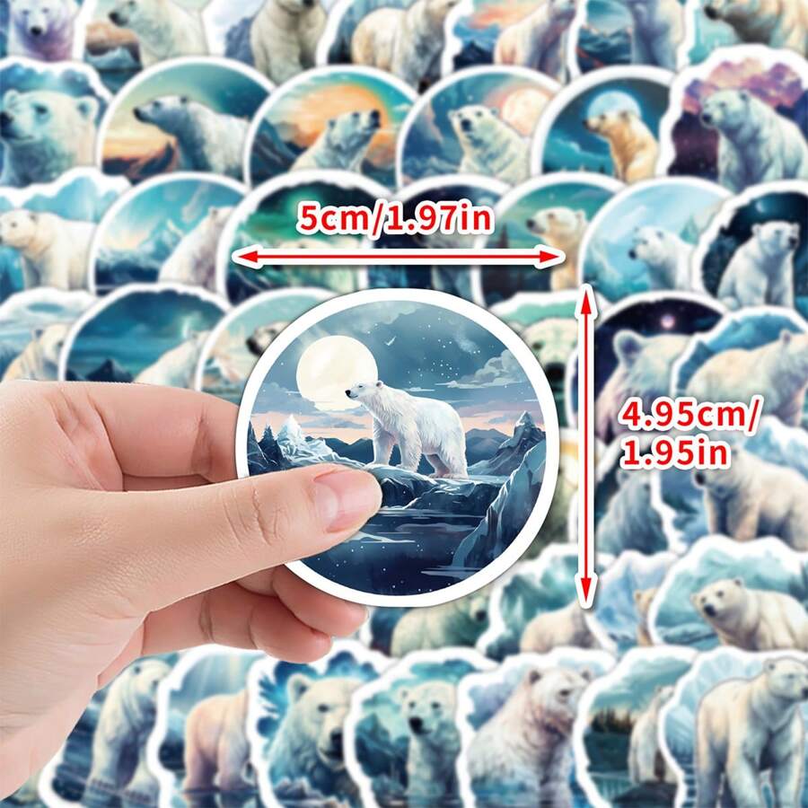 50 Pcs Polar Bear Stickers Pack | Vinyl Aesthetics Stickers Scrapbook ...