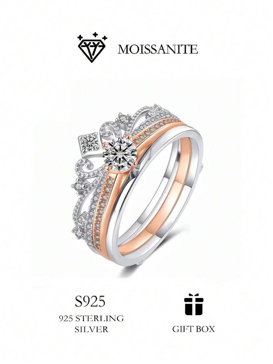 Luxury Style Sparkling Moissanite Castle Firework Stackable Rings For ...