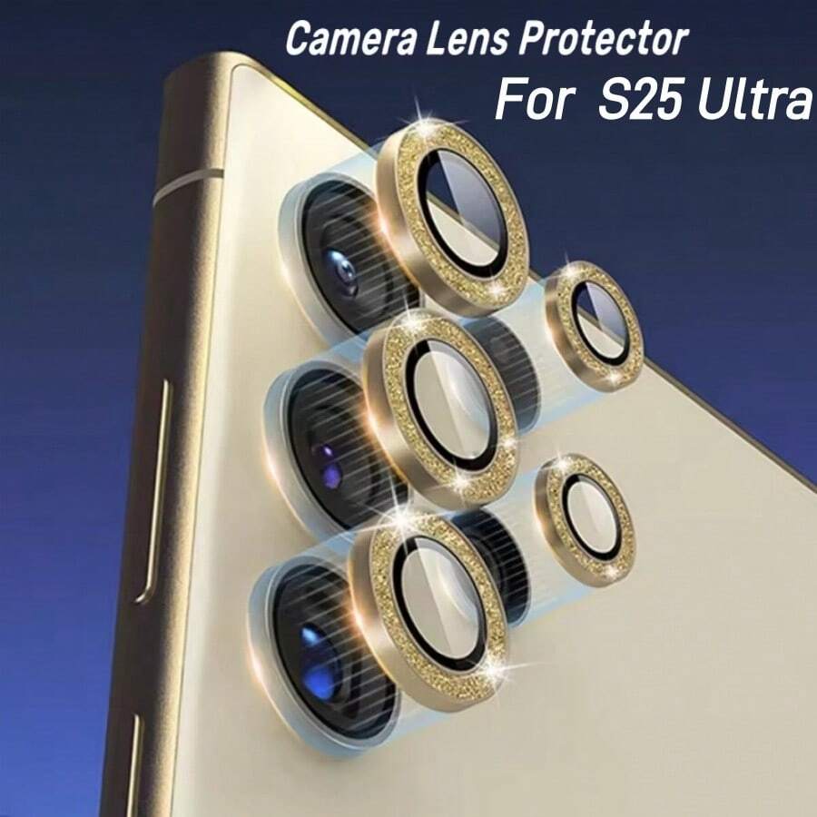 Gold Shiny Lens Ring + Lens Tempered Glass Film Fit Compatible With Samsung Galaxy S25 Ultra S25 ...