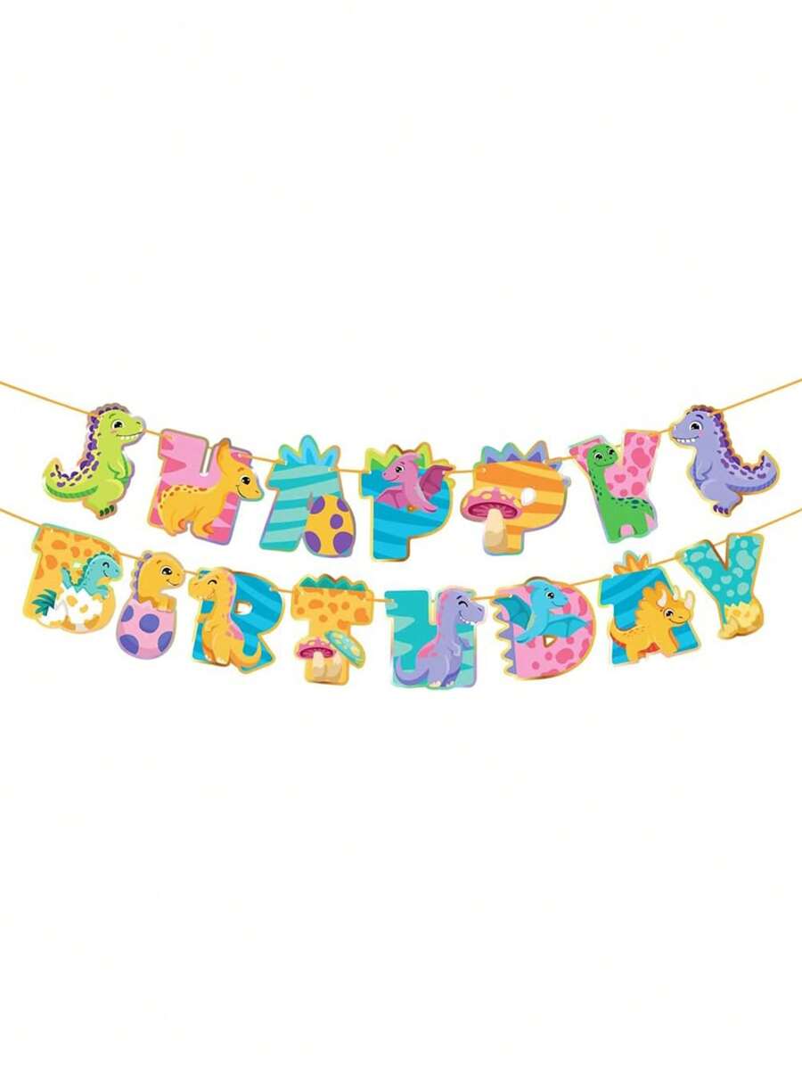Dinosaur Birthday Banner,Happy Birthday Banner, Cute Dinosaur Happy ...