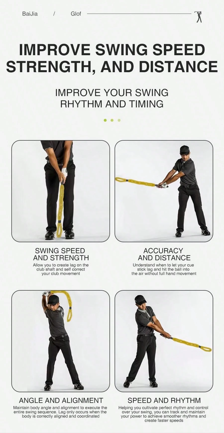 Golf Swing Rope Training Set Golf Swing Practice Auxiliary Tool Correct ...
