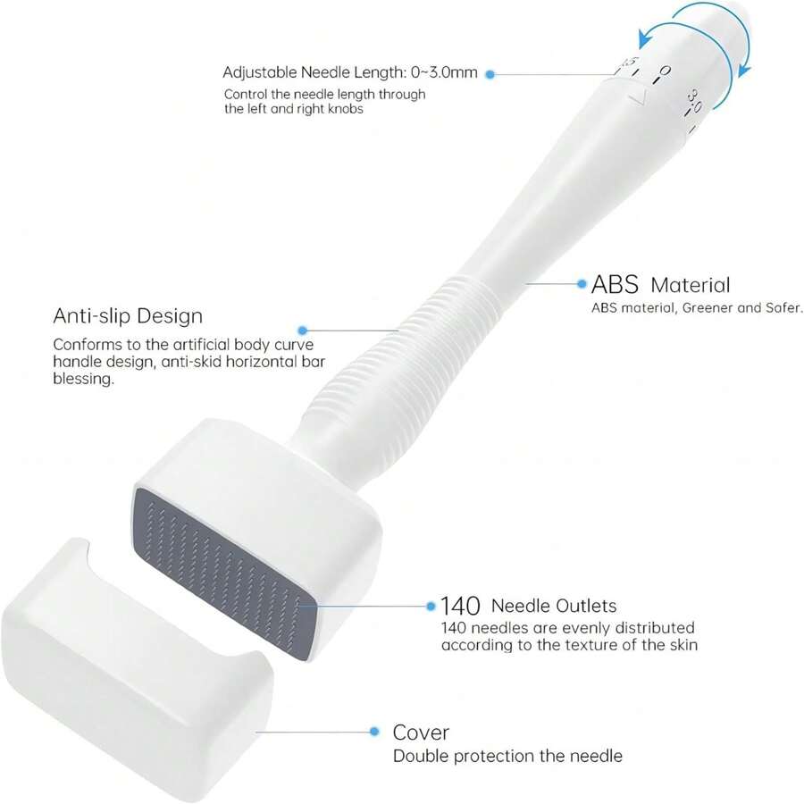 DERMA MICRONEEDLING STAMP - ADJUSTABLE SETTING 0-3MM. 140 TITANIUM. For ...