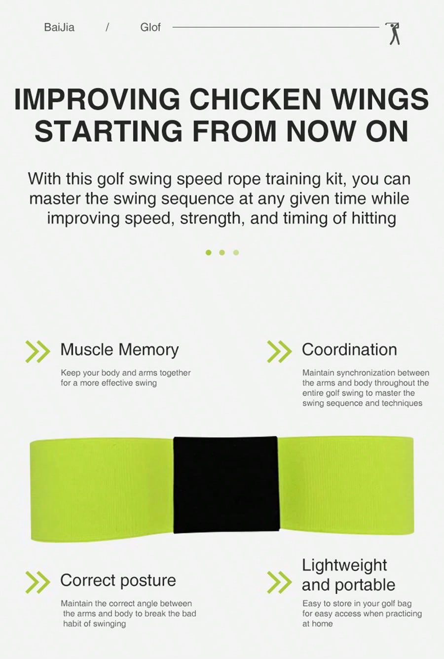 Golf Swing Rope Training Set Golf Swing Practice Auxiliary Tool Correct ...