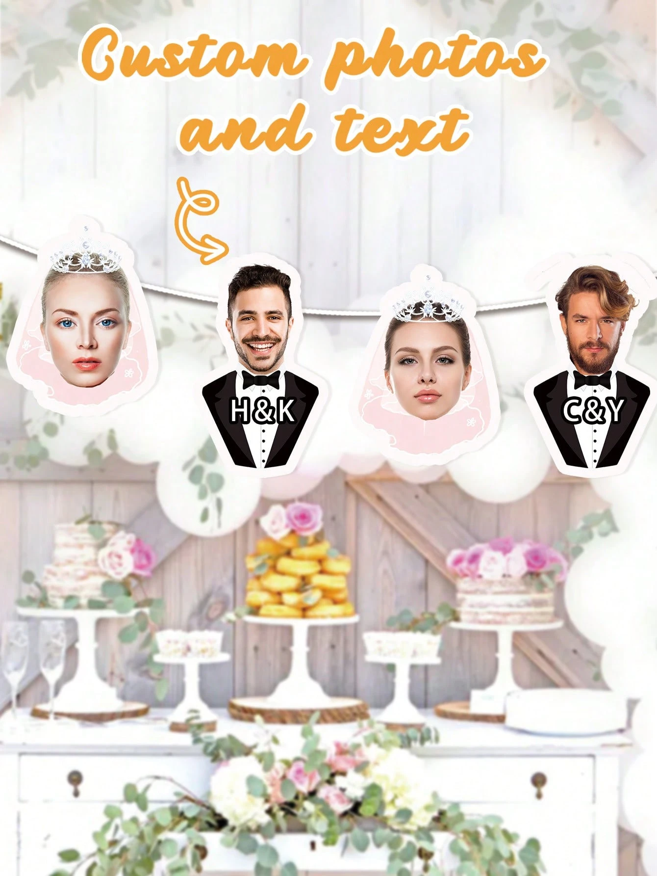 Banner personalizado y creativo con siluetas de la novia y el novio ...