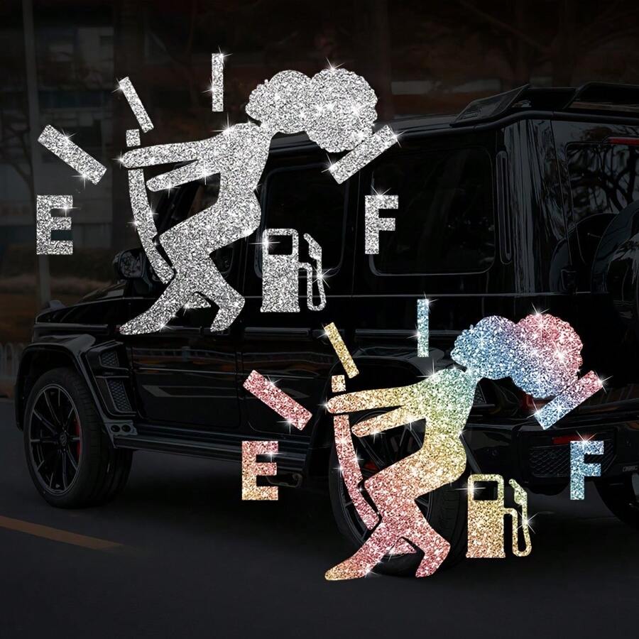 1pc Car Sticker Fuel Consumption Sticker Shiny Fuel Tank Cap Sticker ...