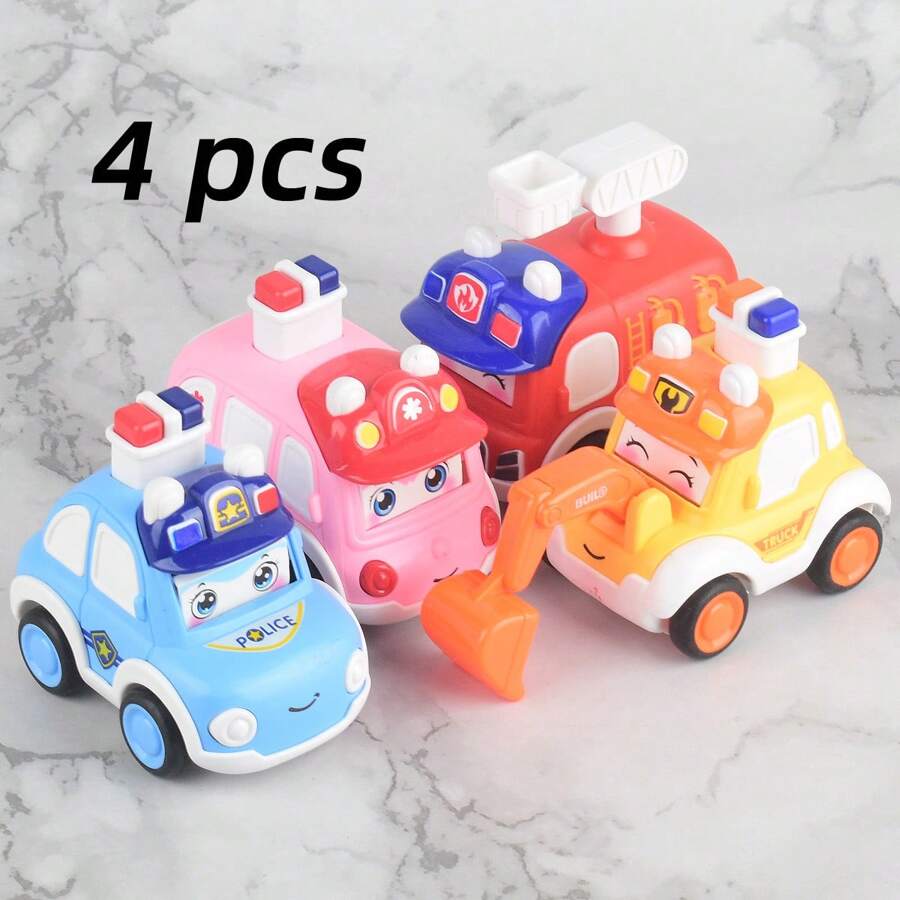 Kids Press & Slide Transforming Face Toy Cars, Cartoon Crash-Resistant ...