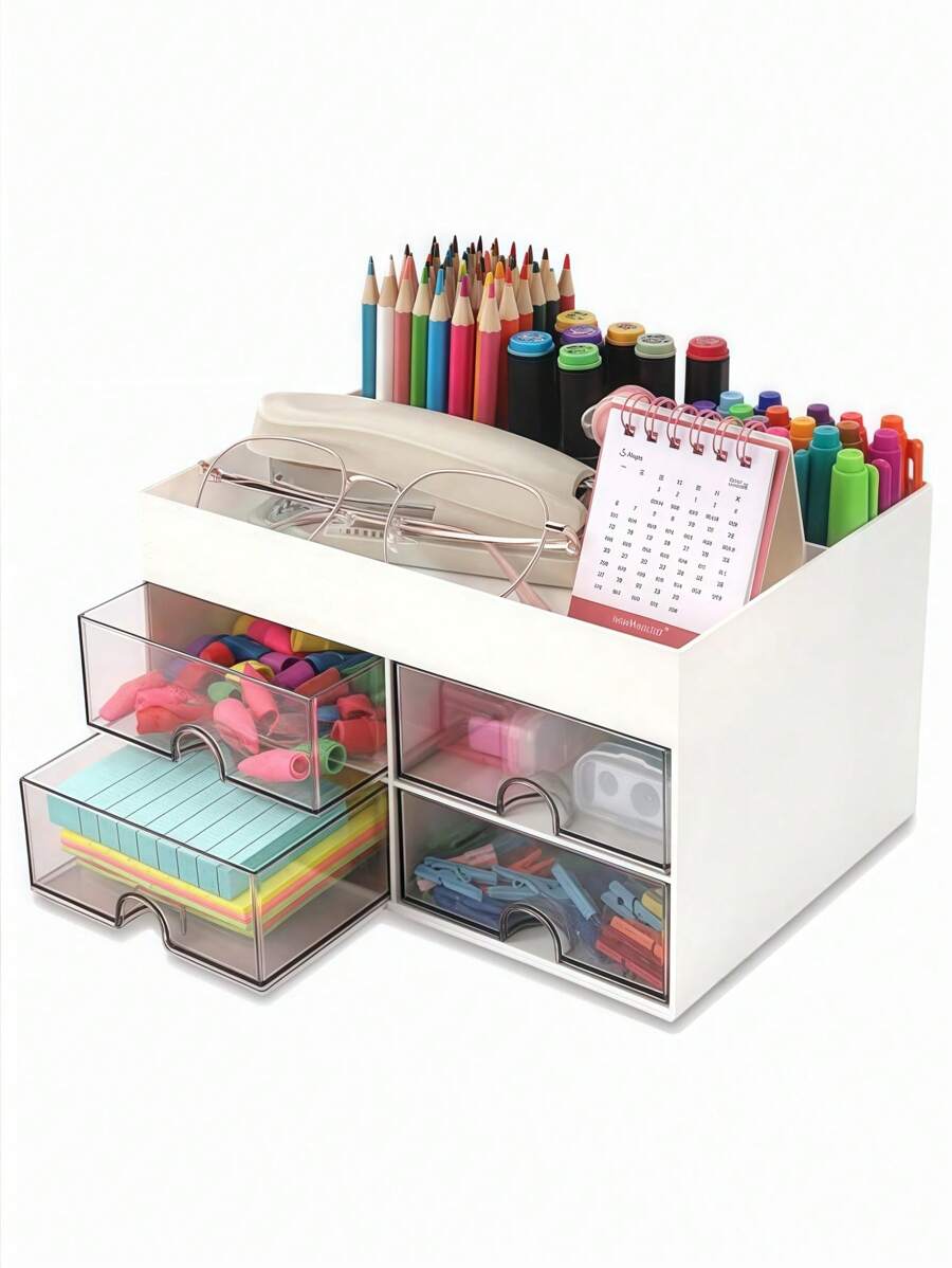 4-Drawer Multifunctional Office Desk Organizer Rack, Space-Saving ...