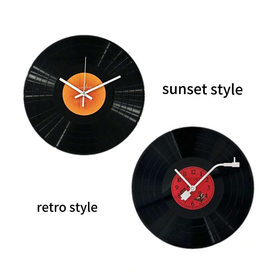 Creative Simulation Vinyl Record Wall Clock. Vintage And Sunset ...