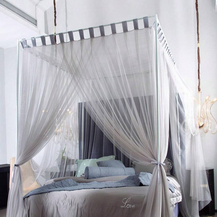 Mosquito Net Set Netting For Bed Dust Proof Valance Canopy With Tubes ...