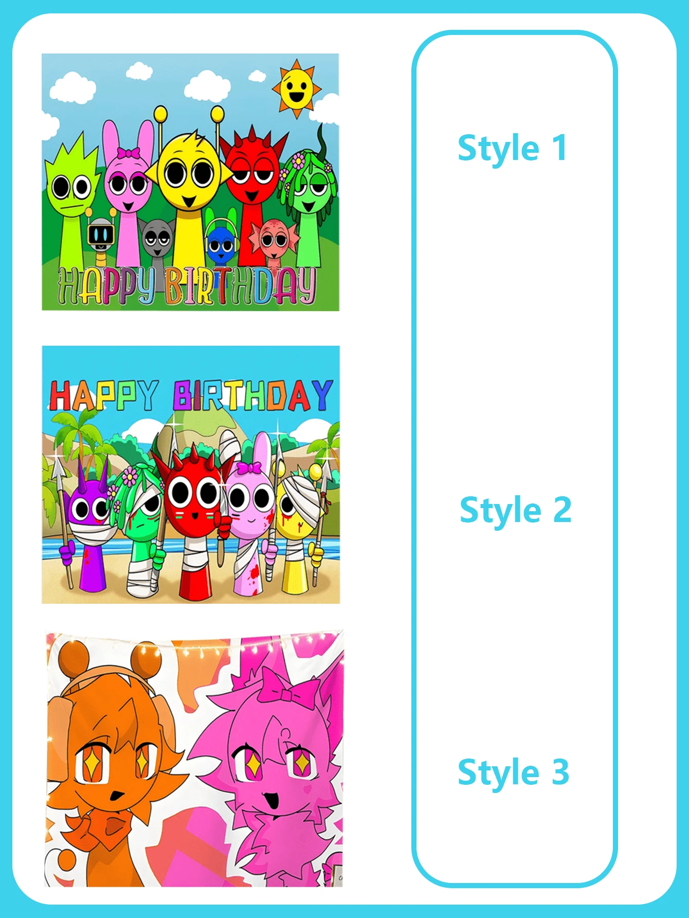 Incredibox Sprunki Theme Birthday Party Living Room Study Festival ...