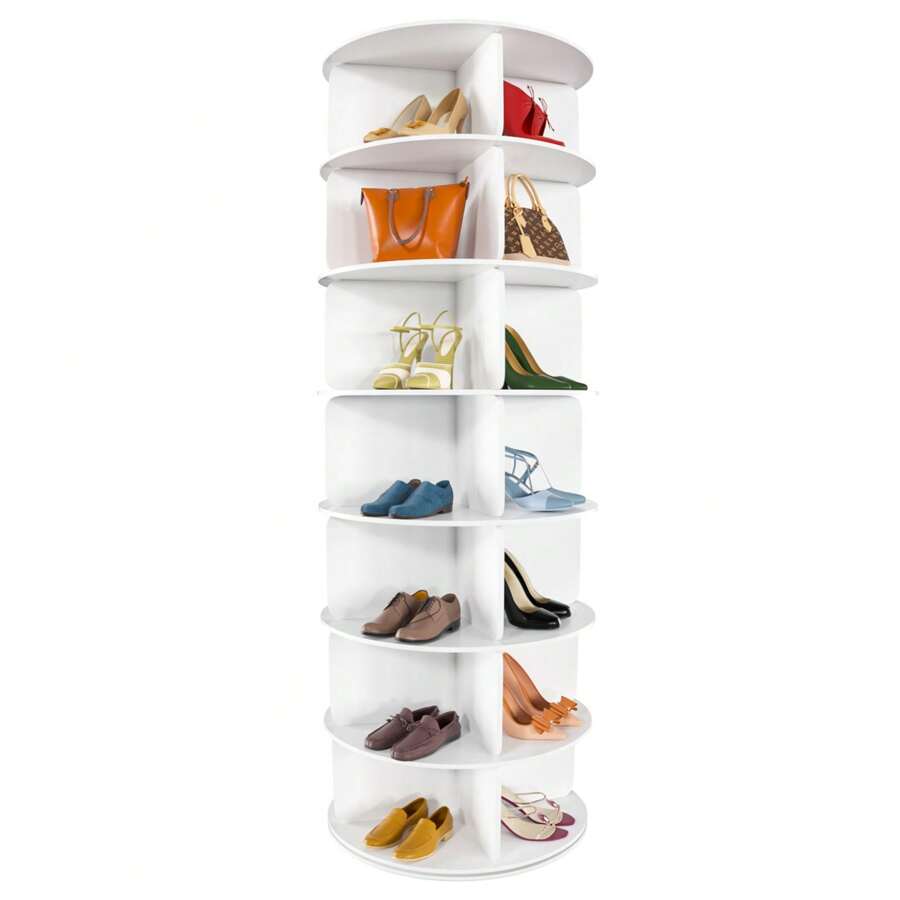 7 Tier Rotating Shoe Rack Tower, Free Standing 360° Shoe Organizer Lazy ...