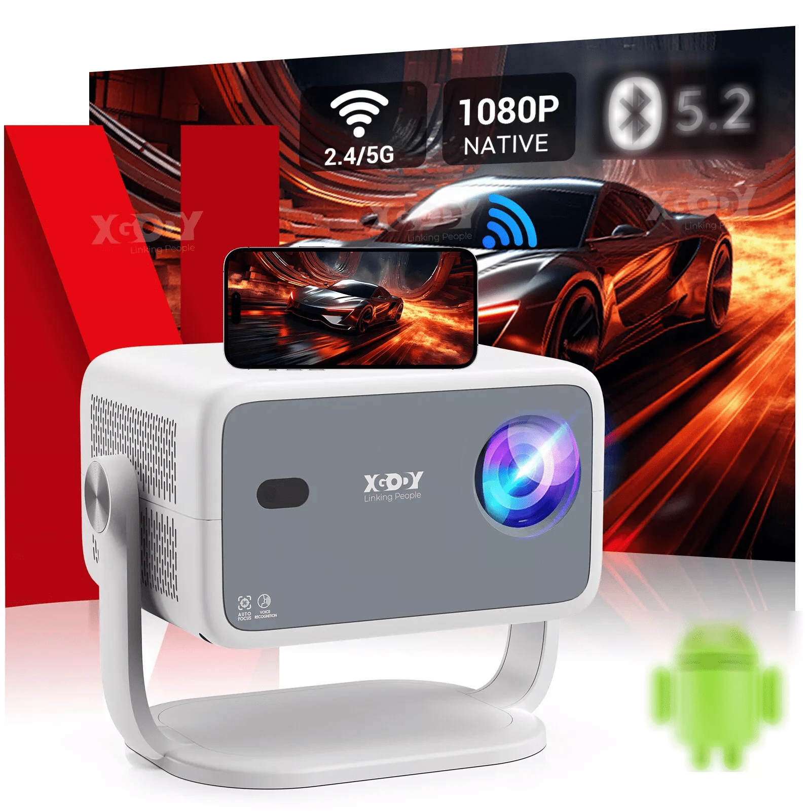 XGODY 2025 Projector 4K Android 13 Gimbal N6 Dual 2.4G/5G WIFI 500ANSI Amlogic T950D4 BT5.2 1920 ...