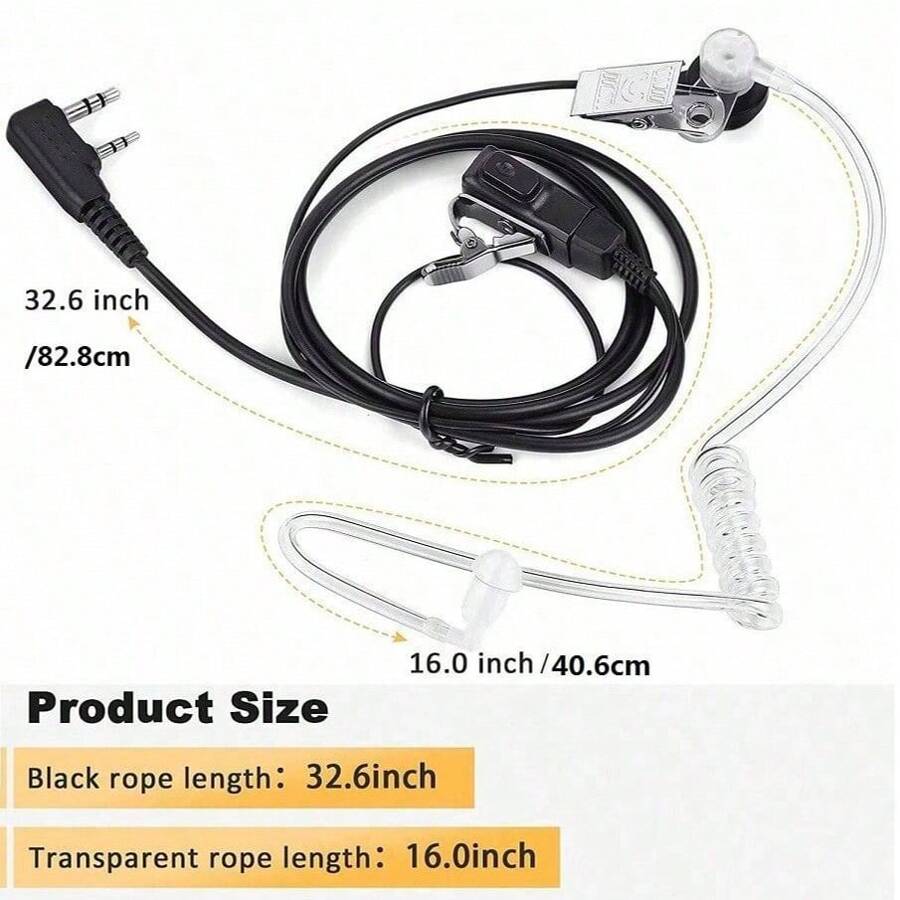 Baofeng Two-Way Radio Headset Cable - In-Ear Air Tube Earphone With K ...