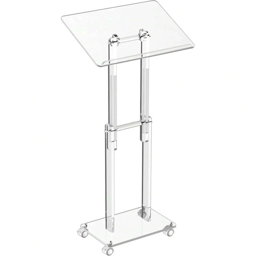 Acrylic Podium Stand With Lockable Wheels, Angle & Height Adjustable ...