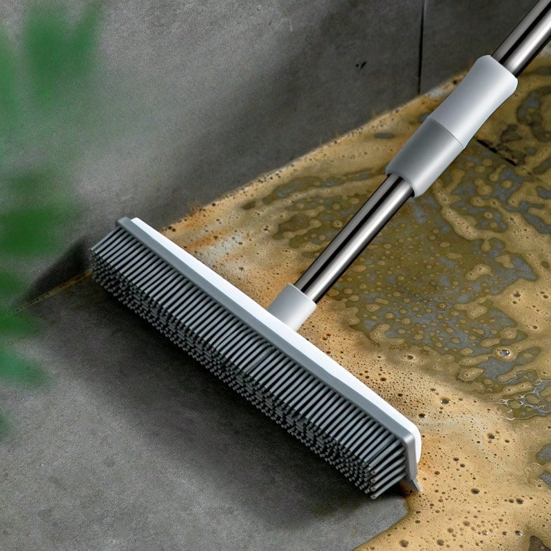 Rubber Broom With Squeegee Fur And Long Handle, Carpet Rake And Lint ...