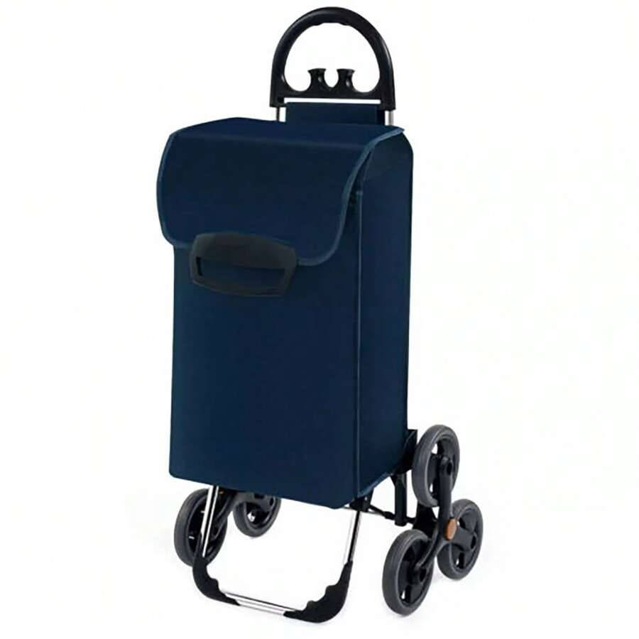 Navy Folding Stair Climbing Shopping Cart Hand Truck With Removable Bag ...