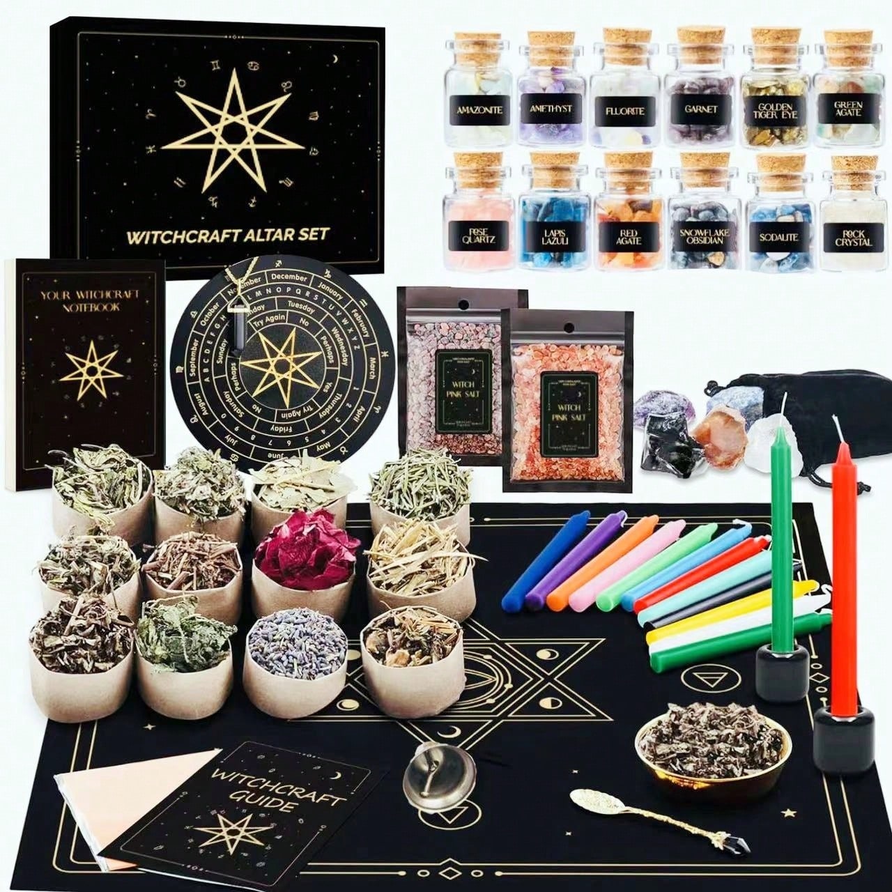Witchcraft Set: Rock Crystal Witchcraft Altar Starter Set, Equipped ...