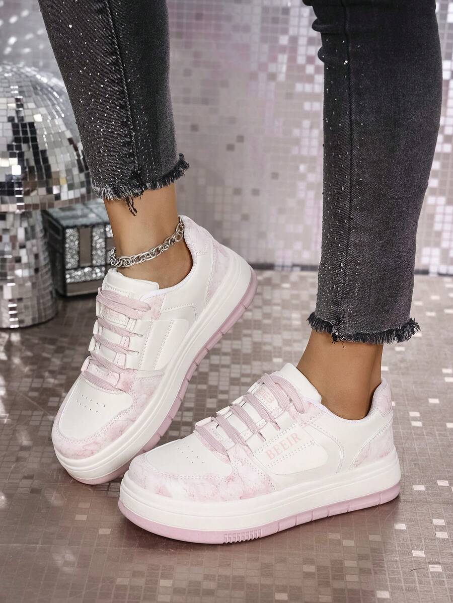 Tie-Dye High Platform Sneakers For Women, Casual Vulcanized Shoes ...