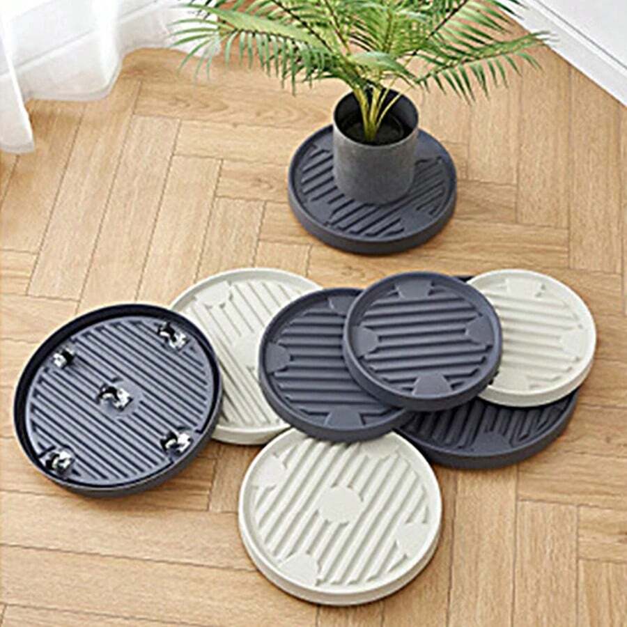 Removable Flower Pot Tray With Wheels Round Movable Planter Dolly ...