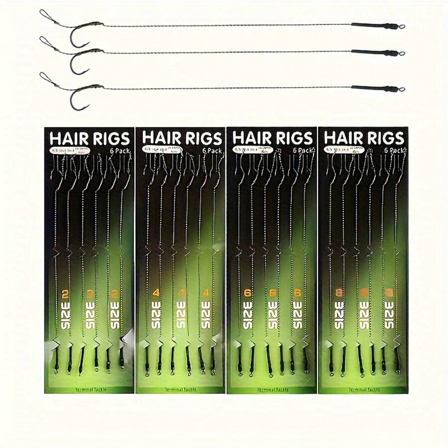 Carp Fishing Hair Rigs Wide Gape Barbed Carp Hooks Anti-Tangle Swivel ...