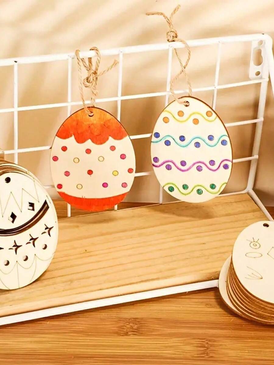 20pcs Of Unfinished Wooden Easter Decorations, Including Wooden Pieces ...