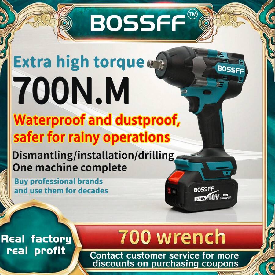 Chave de Torque Elétrica 700NM, Chave de Impacto Sem Fio de Alto Torque ...