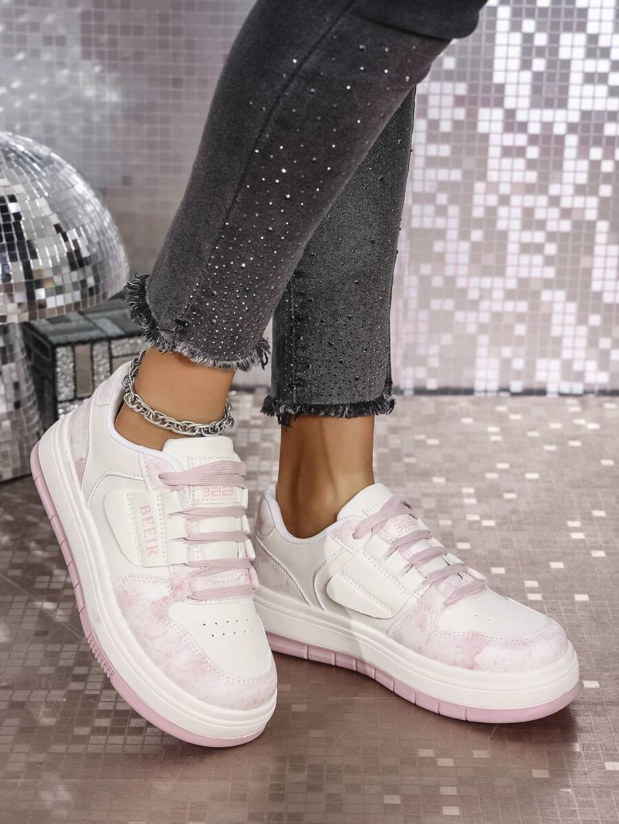 Tie-Dye High Platform Sneakers For Women, Casual Vulcanized Shoes ...