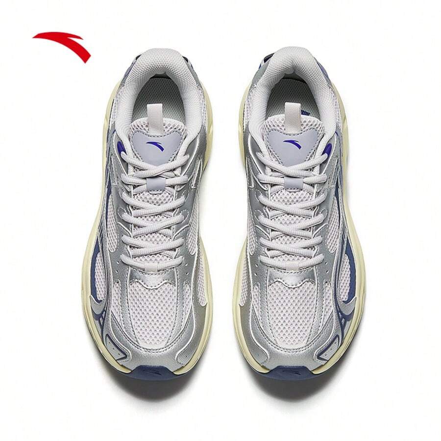 Anta รองเท้าวิ่ง Y2K เรโทรสำหรับผู้ชาย รุ่น AT2002, รองเท้ากีฬาสีเงิน ...