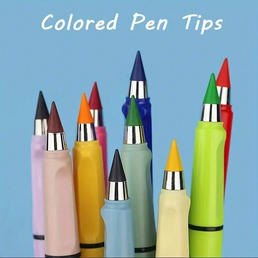 12 Colorful Eternal Pencils - Permanent Writing, No Sharpening ...