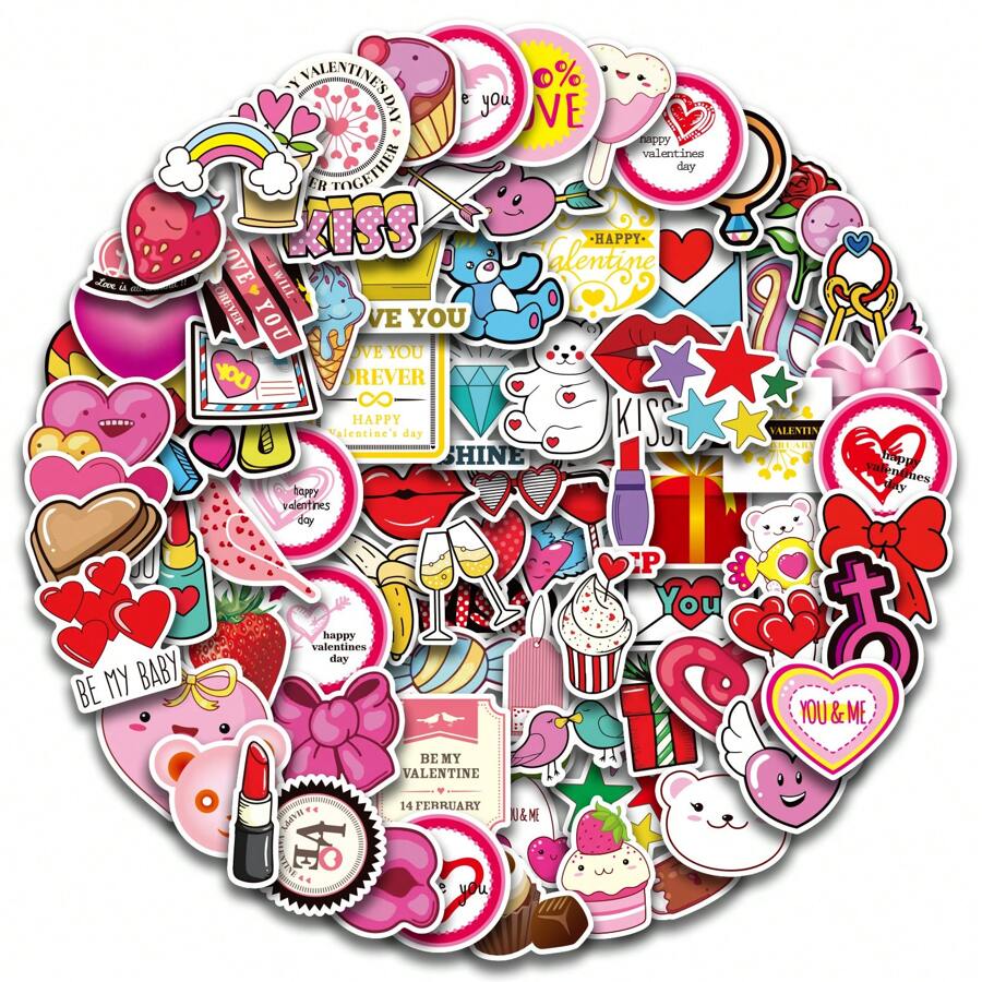 100PCS Valentine's Day Stickers Pack | Vinyl Aesthetics Stickers ...