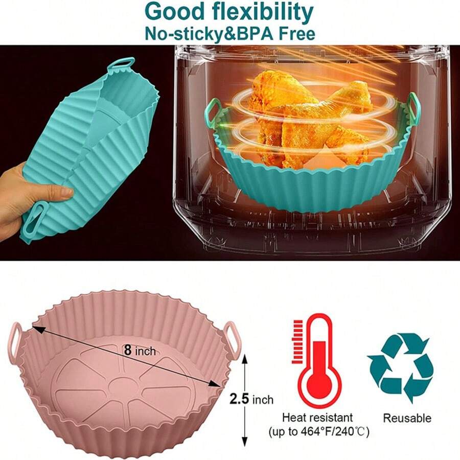 [Revestimento de silicone reutilizável para Air Fryer] Pote de silicone ...