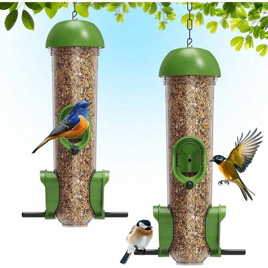 Bird Feeders For Outdoors 2 Pack, Tube Bird Feeder Weatherproof With ...