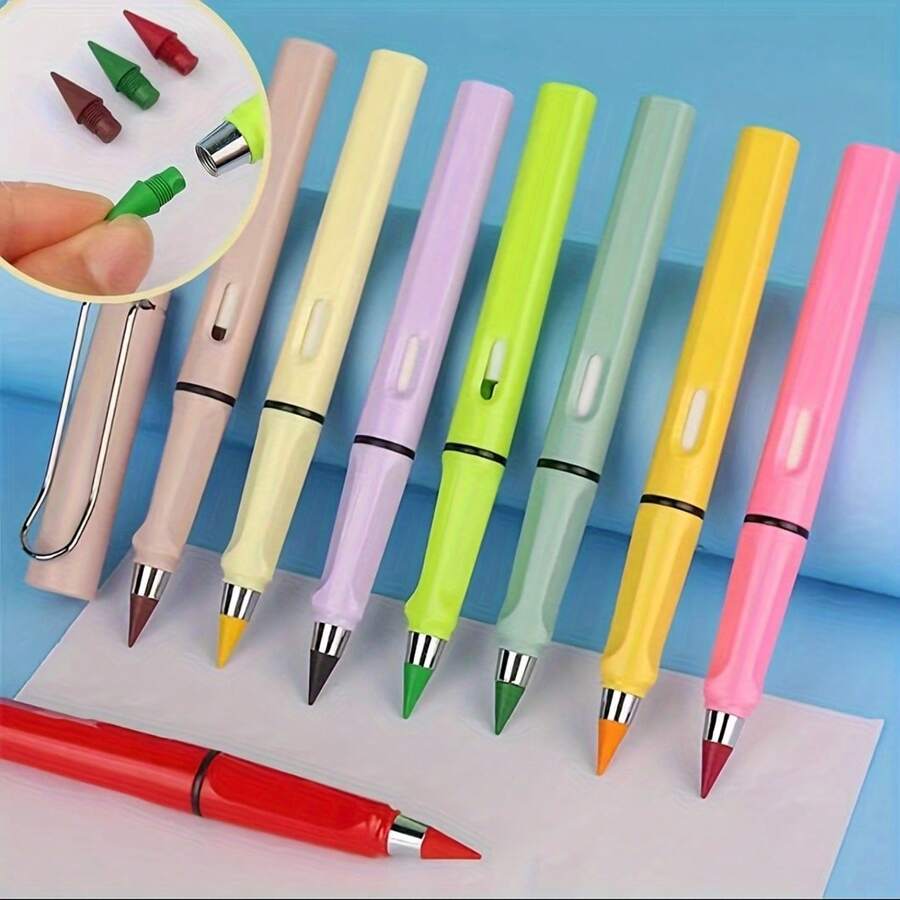 12 Colorful Eternal Pencils - Permanent Writing, No Sharpening ...