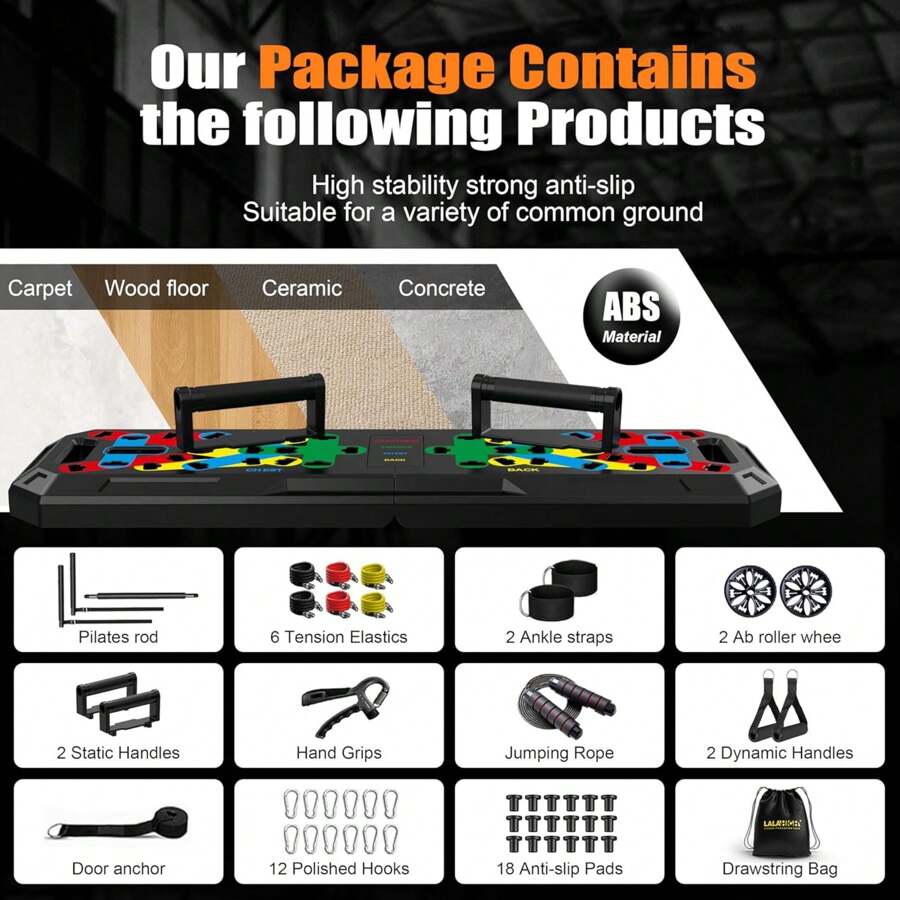 Home Gym Kit, All-In-One Fitness Equipment With Push-Up Board ...