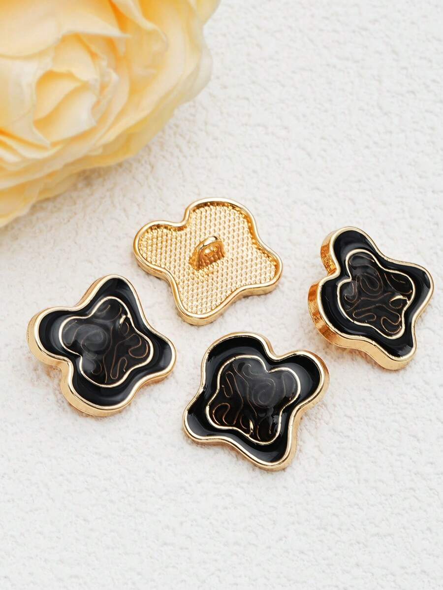 8pcs/Set Delicate Metal Four-Leaf Clover Buttons, Simple Design For ...