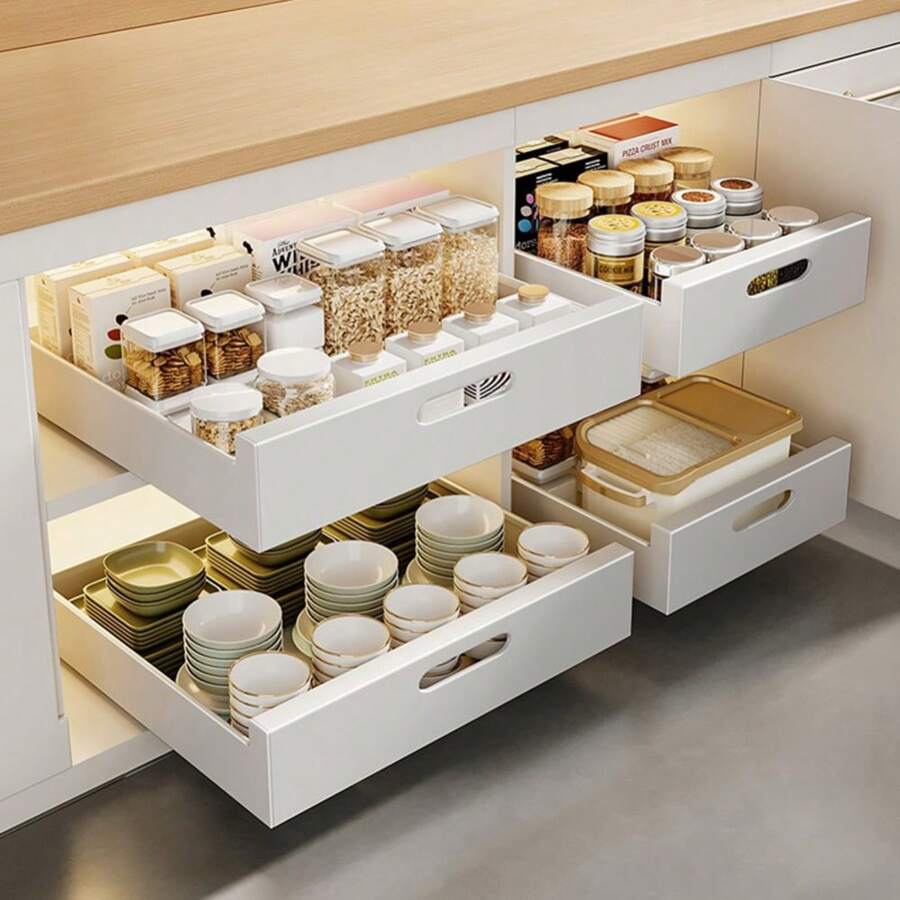 Pull Out Cabinet Organizer, 17" Deep, Slide Out Drawers For Kitchen ...